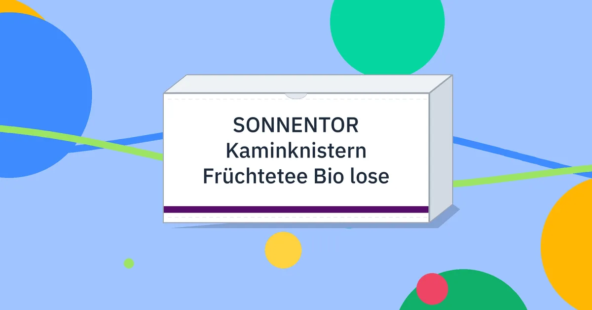 Symbolbild: Packung mit der Aufschrift SONNENTOR Kaminknistern Früchtetee Bio lose (PZN 18904446) – Verfügbarkeit und Bezug in Apotheken in Frankfurt am Main