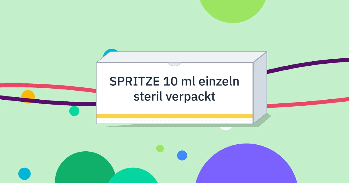 Symbolbild: Packung mit der Aufschrift SPRITZE 10 ml einzeln steril verpackt (PZN 13335179) – Verfügbarkeit und Bezug in Apotheken in Frankfurt am Main