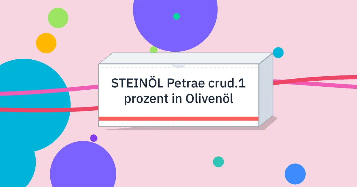 Symbolbild: Packung mit der Aufschrift STEINÖL Petrae crud.1 prozent in Olivenöl (PZN 02467535) – Verfügbarkeit und Bezug in Apotheken in Frankfurt am Main