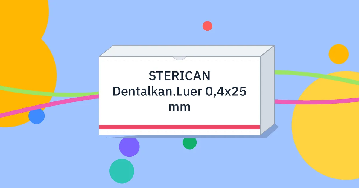 Symbolbild: Packung mit der Aufschrift STERICAN Dentalkan.Luer 0,4x25 mm (PZN 16016581) – Verfügbarkeit und Bezug in Apotheken in Frankfurt am Main