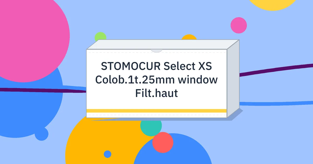Symbolbild: Packung mit der Aufschrift STOMOCUR Select XS Colob.1t.25mm window Filt.haut (PZN 16852886) – Verfügbarkeit und Bezug in Apotheken in Frankfurt am Main