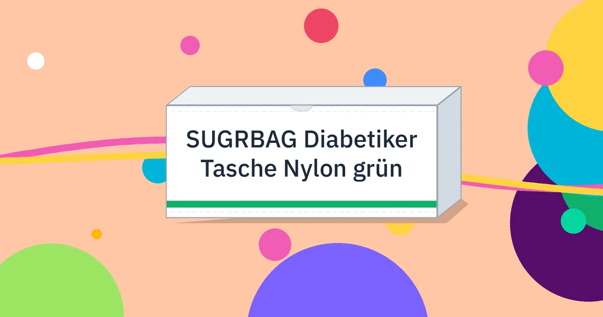 Symbolbild: Packung mit der Aufschrift SUGRBAG Diabetiker Tasche Nylon grün (PZN 11861490) – Verfügbarkeit und Bezug in Apotheken in Frankfurt am Main