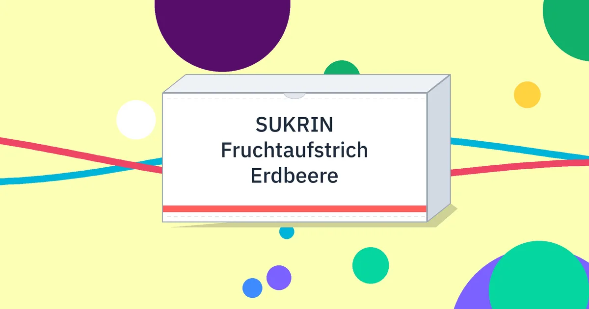 Symbolbild: Packung mit der Aufschrift SUKRIN Fruchtaufstrich Erdbeere (PZN 20508924) – Verfügbarkeit und Bezug in Apotheken in Frankfurt am Main