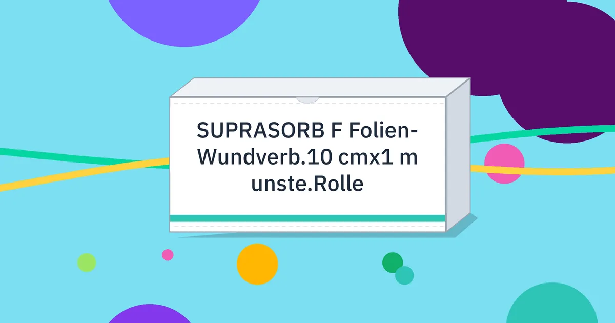 Symbolbild: Packung mit der Aufschrift SUPRASORB F Folien-Wundverb.10 cmx1 m unste.Rolle (PZN 01806248) – Verfügbarkeit und Bezug in Apotheken in Frankfurt am Main