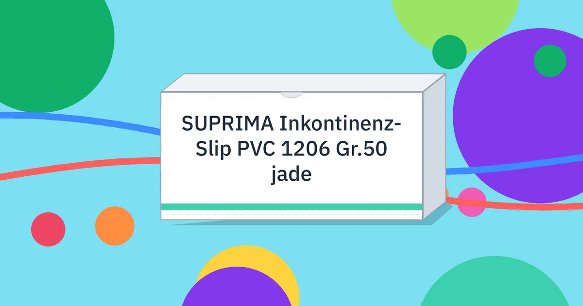 Symbolbild: Packung mit der Aufschrift SUPRIMA Inkontinenz-Slip PVC 1206 Gr.50 jade (PZN 00420340) – Verfügbarkeit und Bezug in Apotheken in Frankfurt am Main