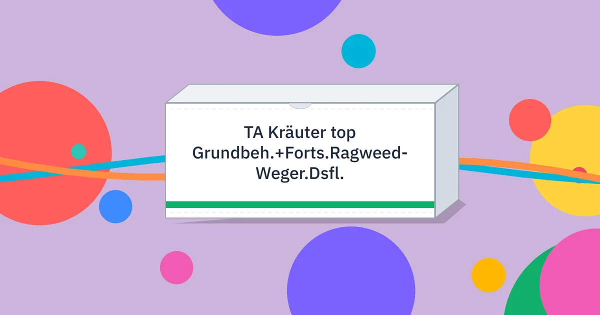 Symbolbild: Packung mit der Aufschrift TA Kräuter top Grundbeh.+Forts.Ragweed-Weger.Dsfl. (PZN 14056889) – Verfügbarkeit und Bezug in Apotheken in Frankfurt am Main