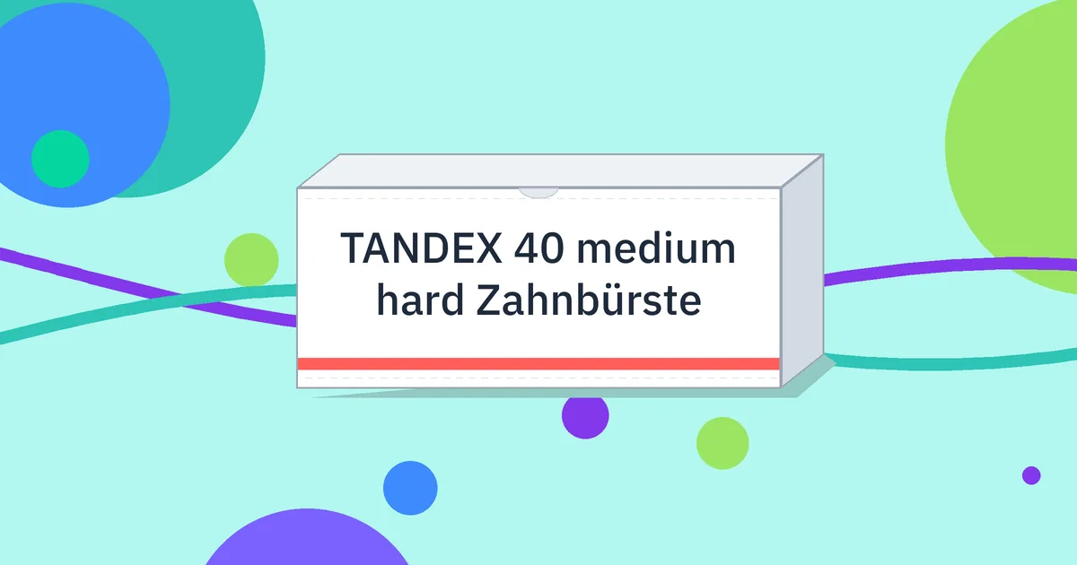 Symbolbild: Packung mit der Aufschrift TANDEX 40 medium hard Zahnbürste (PZN 15529108) – Verfügbarkeit und Bezug in Apotheken in Frankfurt am Main