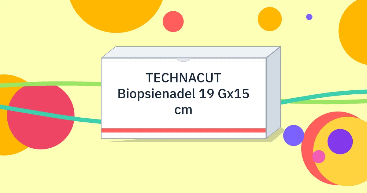 Symbolbild: Packung mit der Aufschrift TECHNACUT Biopsienadel 19 Gx15 cm (PZN 06771856) – Verfügbarkeit und Bezug in Apotheken in Frankfurt am Main