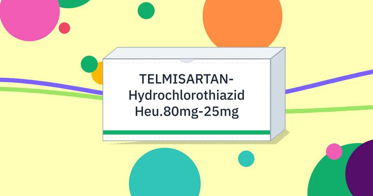 Symbolbild: Packung mit der Aufschrift TELMISARTAN-Hydrochlorothiazid Heu.80mg-25mg (PZN 10419591) – Verfügbarkeit und Bezug in Apotheken in Frankfurt am Main