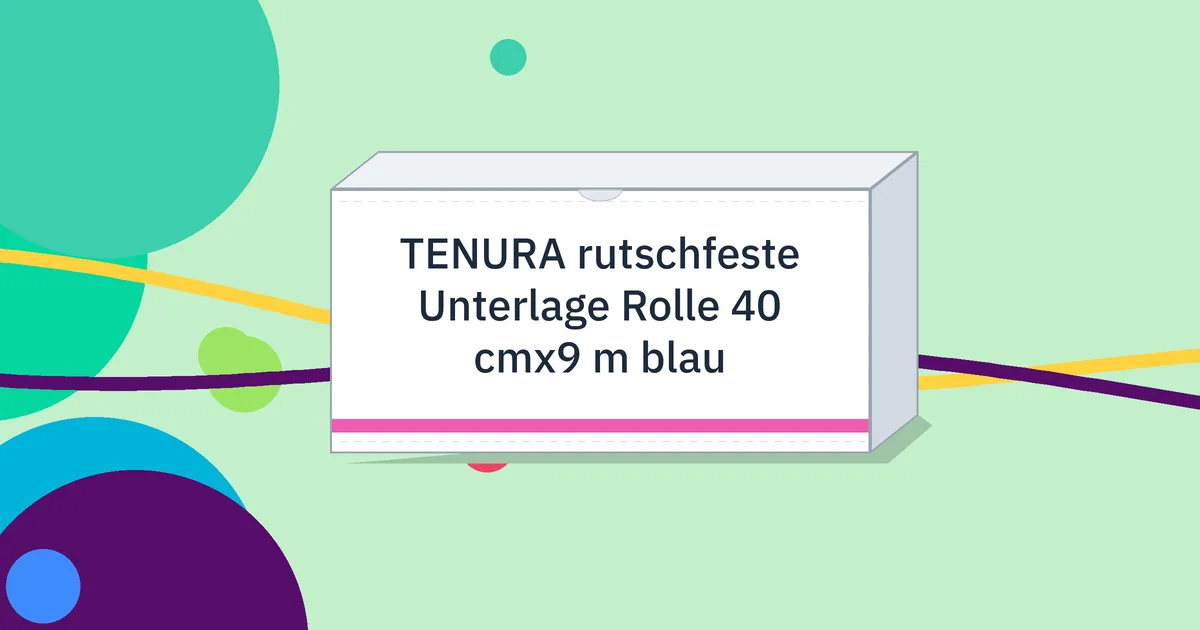 Symbolbild: Packung mit der Aufschrift TENURA rutschfeste Unterlage Rolle 40 cmx9 m blau (PZN 09669673) – Verfügbarkeit und Bezug in Apotheken in Frankfurt am Main