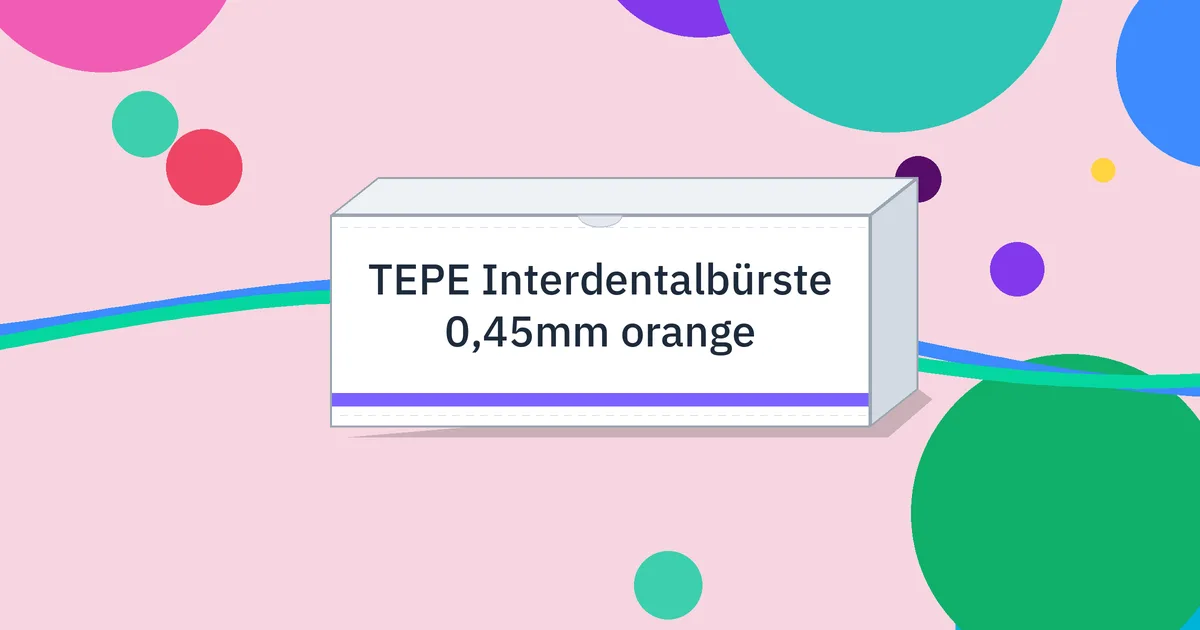 Symbolbild: Packung mit der Aufschrift TEPE Interdentalbürste 0,45mm orange (PZN 07641191) – Verfügbarkeit und Bezug in Apotheken in Frankfurt am Main
