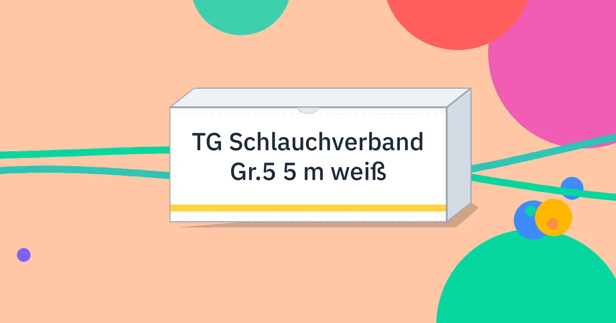 Symbolbild: Packung mit der Aufschrift TG Schlauchverband Gr.5 5 m weiß (PZN 20059426) – Verfügbarkeit und Bezug in Apotheken in Frankfurt am Main