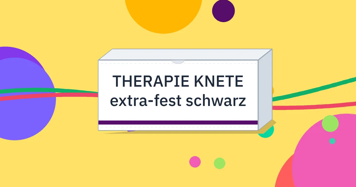 Symbolbild: Packung mit der Aufschrift THERAPIE KNETE extra-fest schwarz (PZN 20776808) – Verfügbarkeit und Bezug in Apotheken in Frankfurt am Main