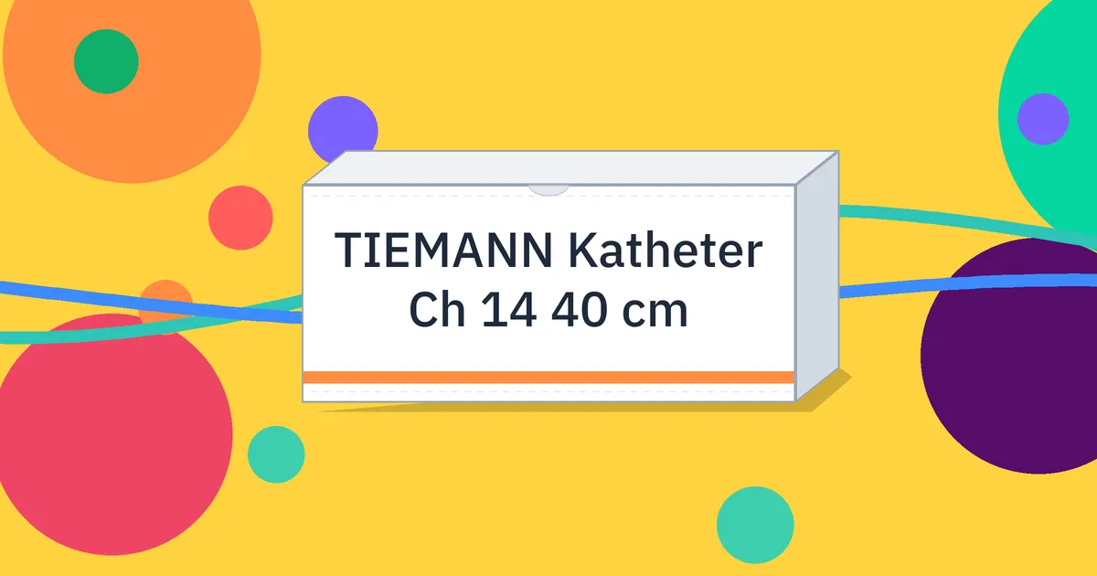 Symbolbild: Packung mit der Aufschrift TIEMANN Katheter Ch 14 40 cm (PZN 07489872) – Verfügbarkeit und Bezug in Apotheken in Frankfurt am Main