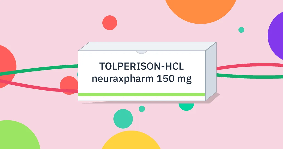 Symbolbild: Packung mit der Aufschrift TOLPERISON-HCL neuraxpharm 150 mg (PZN 10786616) – Verfügbarkeit und Bezug in Apotheken in Frankfurt am Main