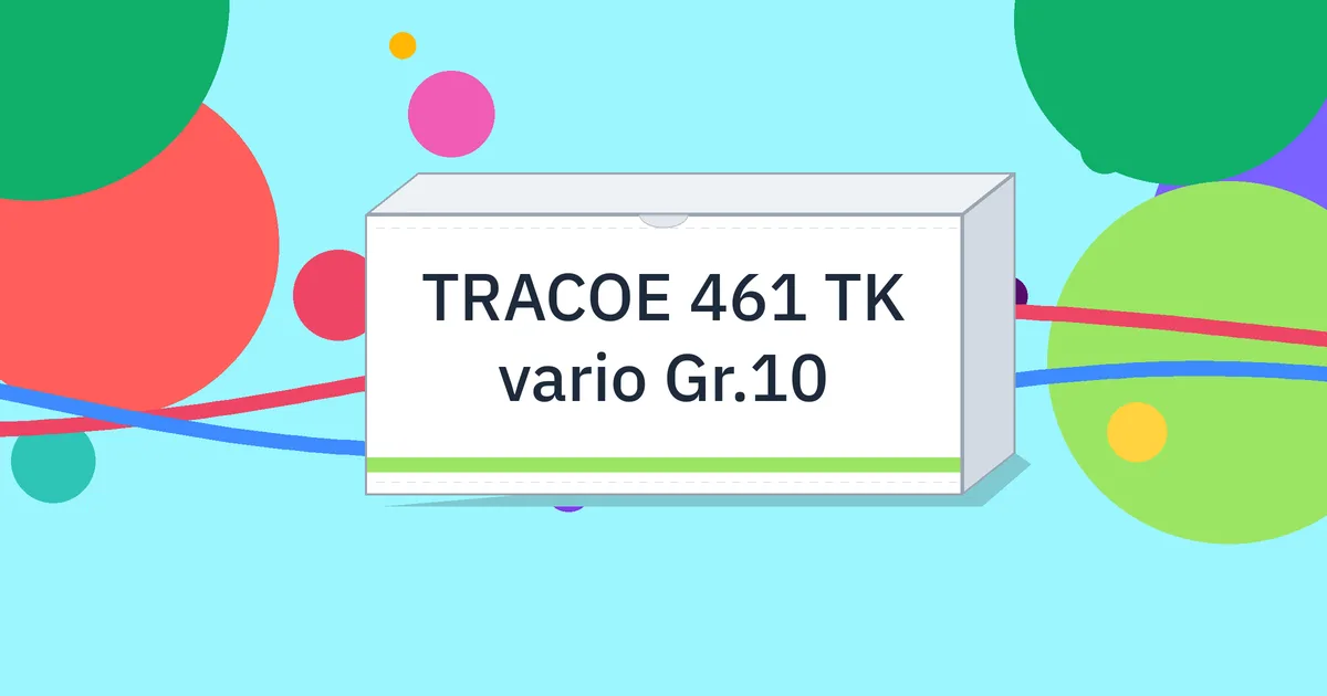 Symbolbild: Packung mit der Aufschrift TRACOE 461 TK vario Gr.10 (PZN 09944211) – Verfügbarkeit und Bezug in Apotheken in Frankfurt am Main