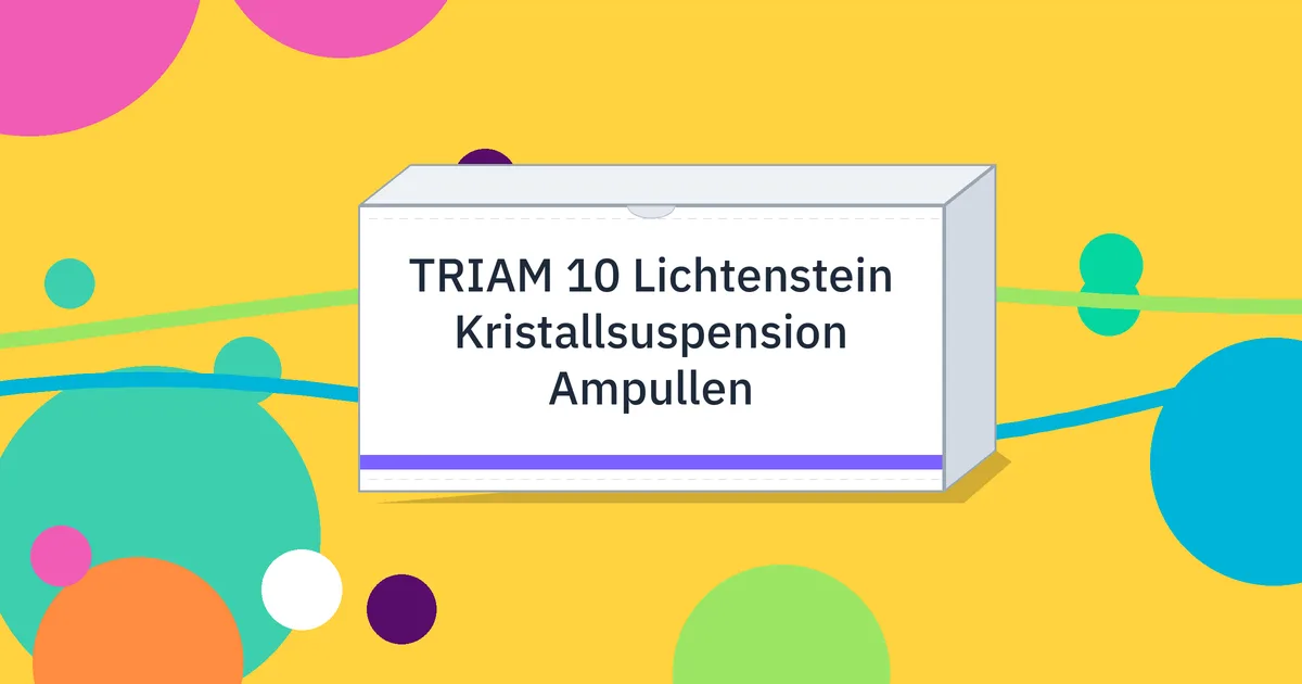 Symbolbild: Packung mit der Aufschrift TRIAM 10 Lichtenstein Kristallsuspension Ampullen (PZN 04692667) – Verfügbarkeit und Bezug in Apotheken in Frankfurt am Main