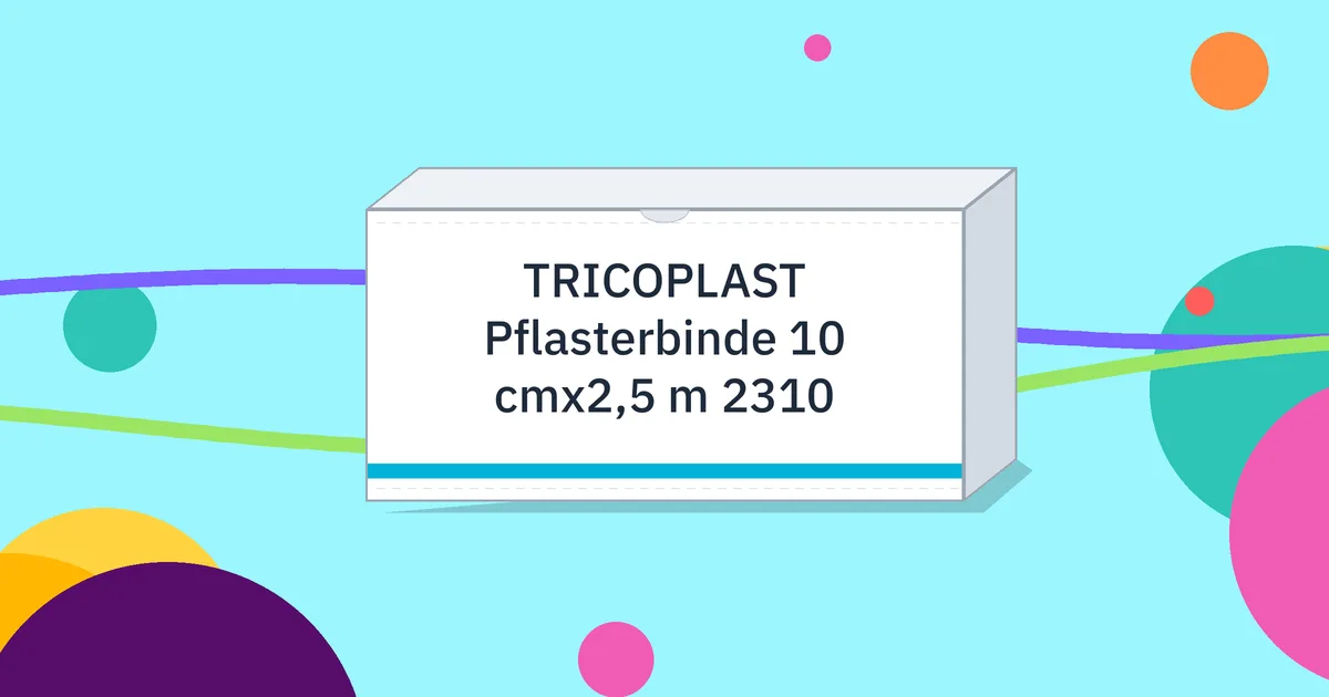 Symbolbild: Packung mit der Aufschrift TRICOPLAST Pflasterbinde 10 cmx2,5 m 2310 (PZN 12657395) – Verfügbarkeit und Bezug in Apotheken in Frankfurt am Main