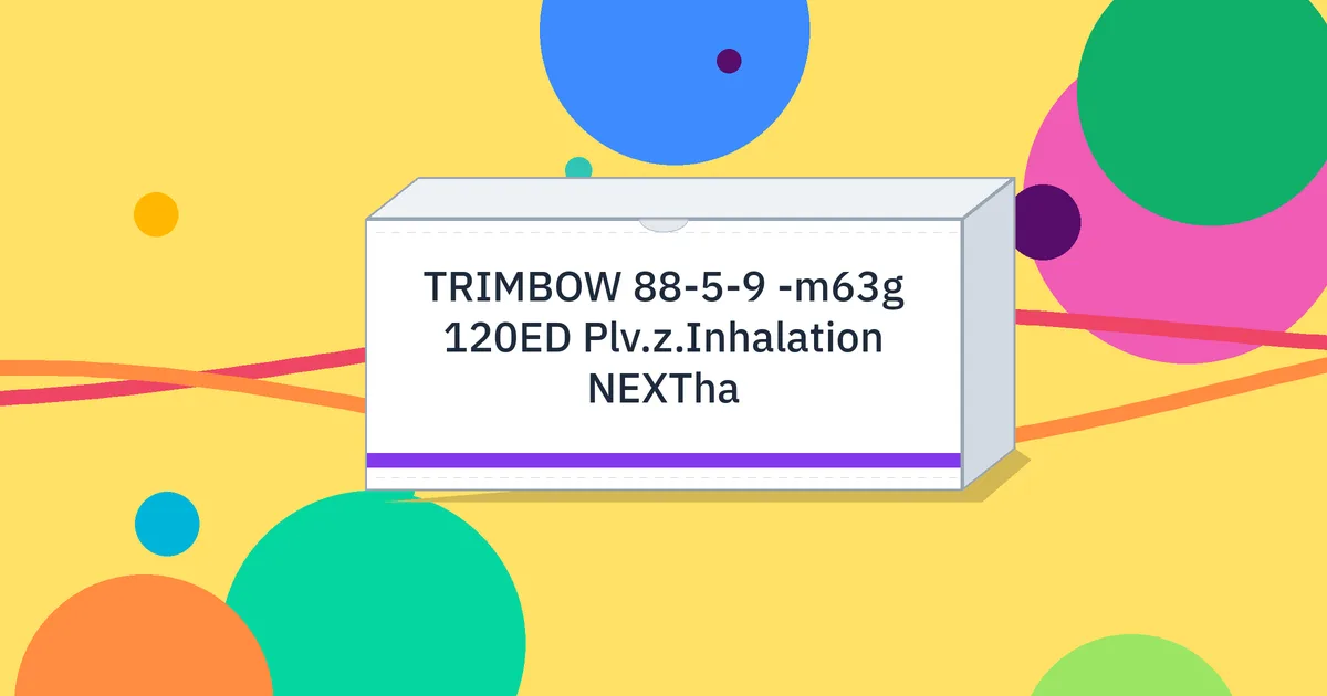 Symbolbild: Packung mit der Aufschrift TRIMBOW 88-5-9 -m63g 120ED Plv.z.Inhalation NEXTha (PZN 18806643) – Verfügbarkeit und Bezug in Apotheken in Frankfurt am Main