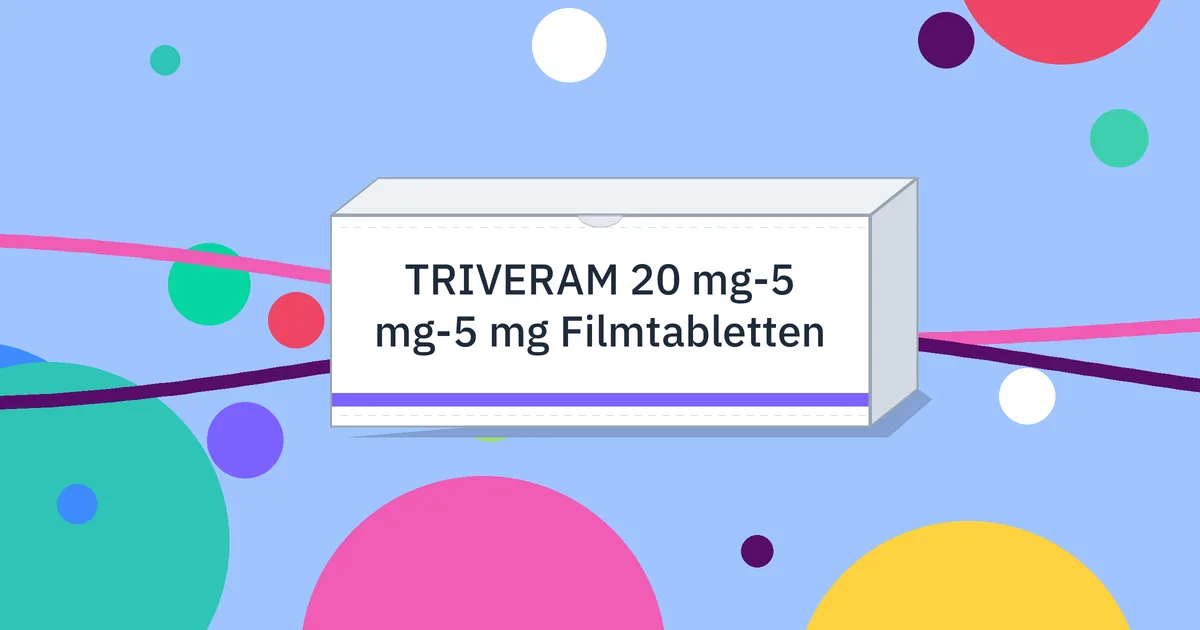 Symbolbild: Packung mit der Aufschrift TRIVERAM 20 mg-5 mg-5 mg Filmtabletten (PZN 19999727) – Verfügbarkeit und Bezug in Apotheken in Frankfurt am Main