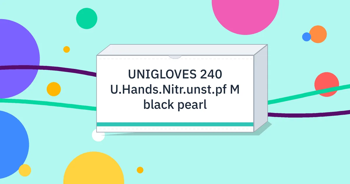 Symbolbild: Packung mit der Aufschrift UNIGLOVES 240 U.Hands.Nitr.unst.pf M black pearl (PZN 18101523) – Verfügbarkeit und Bezug in Apotheken in Frankfurt am Main