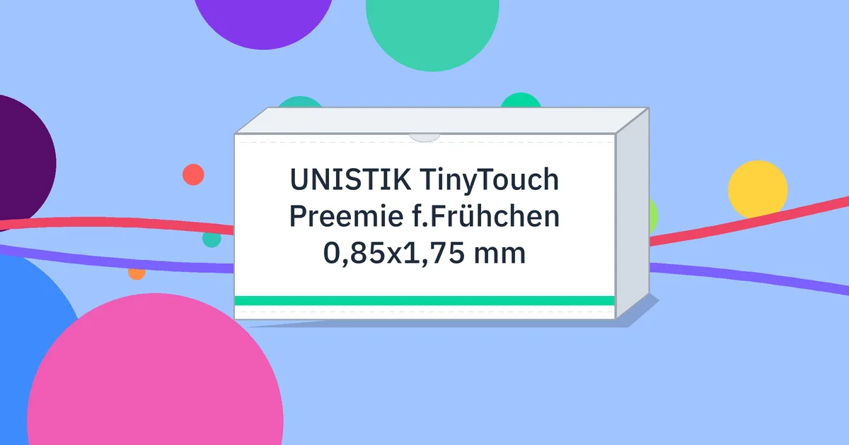 Symbolbild: Packung mit der Aufschrift UNISTIK TinyTouch Preemie f.Frühchen 0,85x1,75 mm (PZN 19194805) – Verfügbarkeit und Bezug in Apotheken in Frankfurt am Main