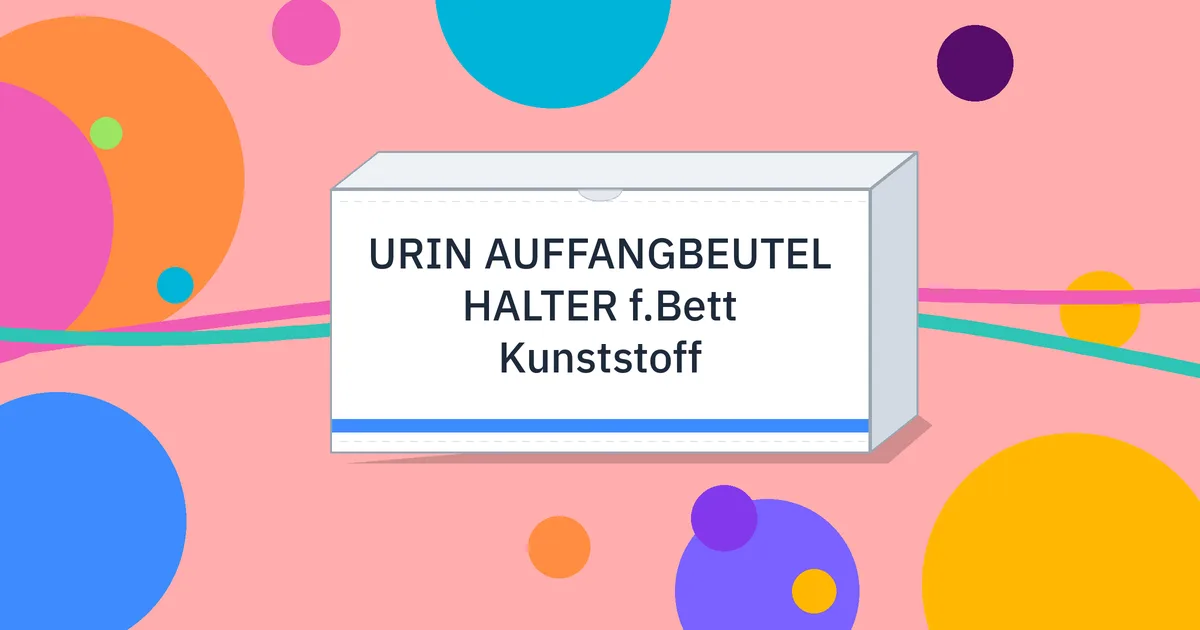 Symbolbild: Packung mit der Aufschrift URIN AUFFANGBEUTEL HALTER f.Bett Kunststoff (PZN 01660425) – Verfügbarkeit und Bezug in Apotheken in Frankfurt am Main
