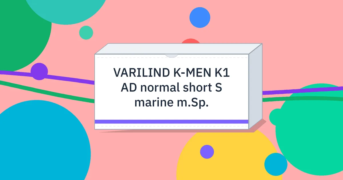 Symbolbild: Packung mit der Aufschrift VARILIND K-MEN K1 AD normal short S marine m.Sp. (PZN 20568903) – Verfügbarkeit und Bezug in Apotheken in Frankfurt am Main