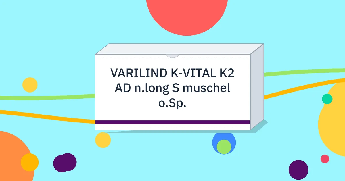 Symbolbild: Packung mit der Aufschrift VARILIND K-VITAL K2 AD n.long S muschel o.Sp. (PZN 20568760) – Verfügbarkeit und Bezug in Apotheken in Frankfurt am Main