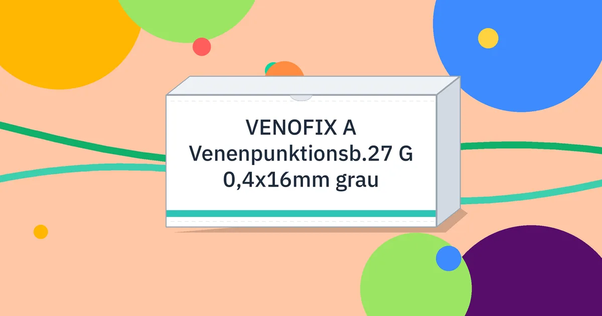 Symbolbild: Packung mit der Aufschrift VENOFIX A Venenpunktionsb.27 G 0,4x16mm grau (PZN 18605784) – Verfügbarkeit und Bezug in Apotheken in Frankfurt am Main