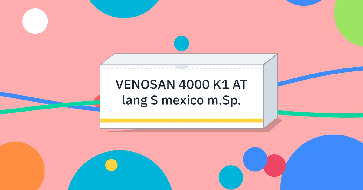 Symbolbild: Packung mit der Aufschrift VENOSAN 4000 K1 AT lang S mexico m.Sp. (PZN 14423313) – Verfügbarkeit und Bezug in Apotheken in Frankfurt am Main