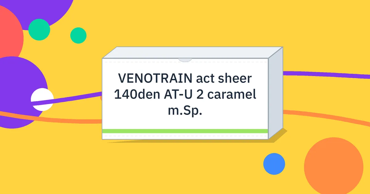 Symbolbild: Packung mit der Aufschrift VENOTRAIN act sheer 140den AT-U 2 caramel m.Sp. (PZN 16207476) – Verfügbarkeit und Bezug in Apotheken in Frankfurt am Main