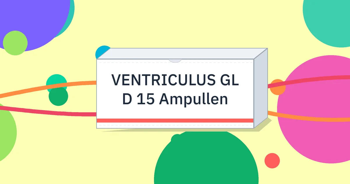Symbolbild: Packung mit der Aufschrift VENTRICULUS GL D 15 Ampullen (PZN 02831834) – Verfügbarkeit und Bezug in Apotheken in Frankfurt am Main