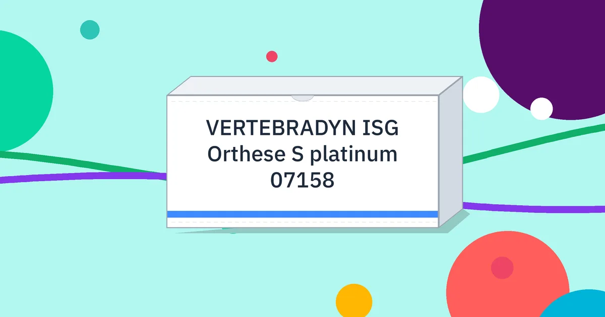 Symbolbild: Packung mit der Aufschrift VERTEBRADYN ISG Orthese S platinum 07158 (PZN 13704240) – Verfügbarkeit und Bezug in Apotheken in Frankfurt am Main