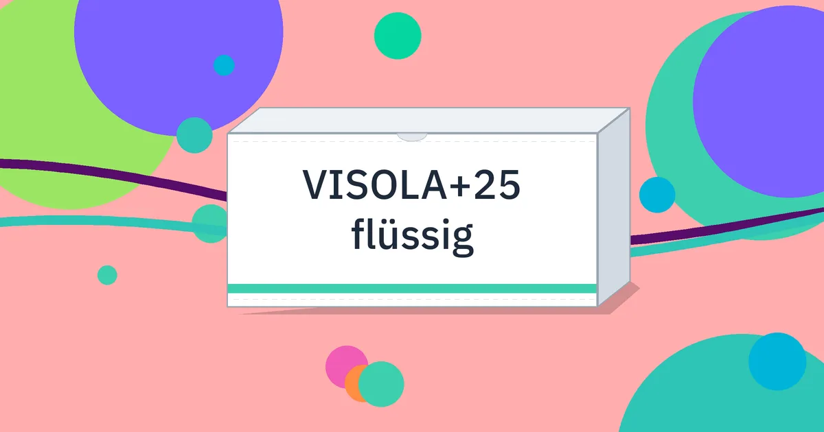 Symbolbild: Packung mit der Aufschrift VISOLA+25 flüssig (PZN 01166820) – Verfügbarkeit und Bezug in Apotheken in Frankfurt am Main