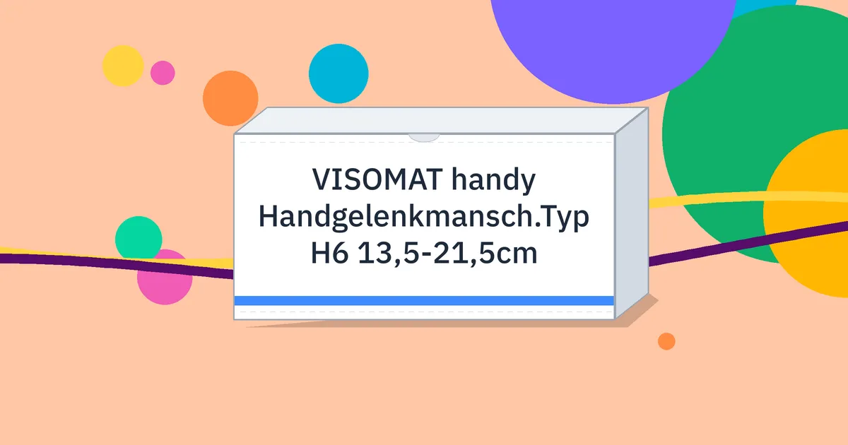 Symbolbild: Packung mit der Aufschrift VISOMAT handy Handgelenkmansch.Typ H6 13,5-21,5cm (PZN 11145115) – Verfügbarkeit und Bezug in Apotheken in Frankfurt am Main