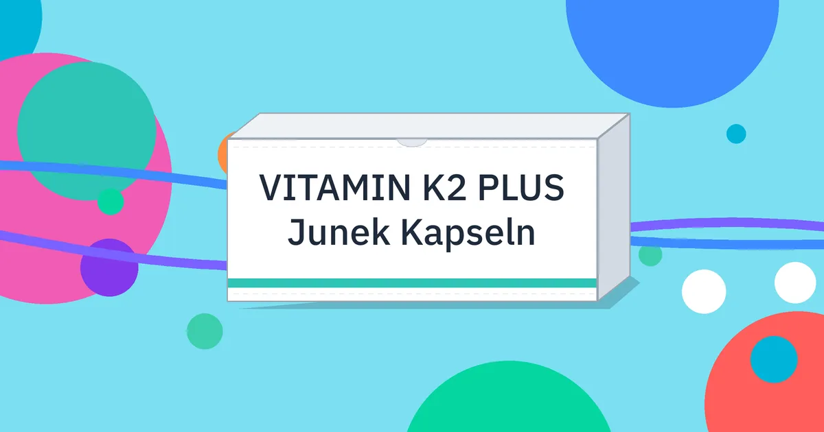 Symbolbild: Packung mit der Aufschrift VITAMIN K2 PLUS Junek Kapseln (PZN 11189532) – Verfügbarkeit und Bezug in Apotheken in Frankfurt am Main