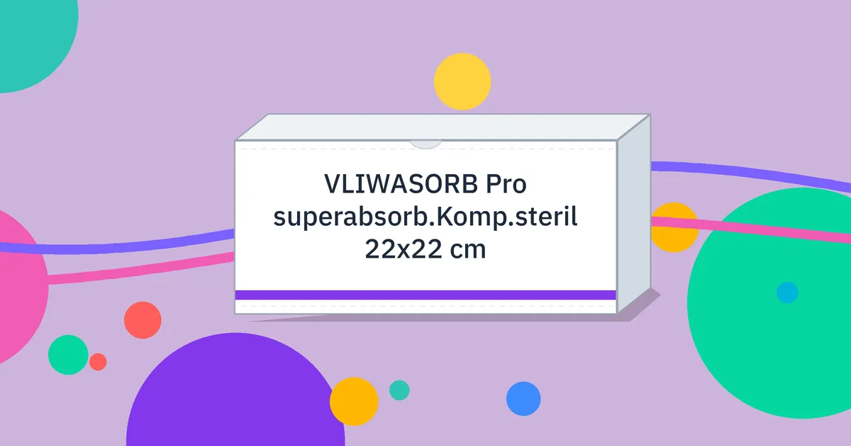 Symbolbild: Packung mit der Aufschrift VLIWASORB Pro superabsorb.Komp.steril 22x22 cm (PZN 17311589) – Verfügbarkeit und Bezug in Apotheken in Frankfurt am Main