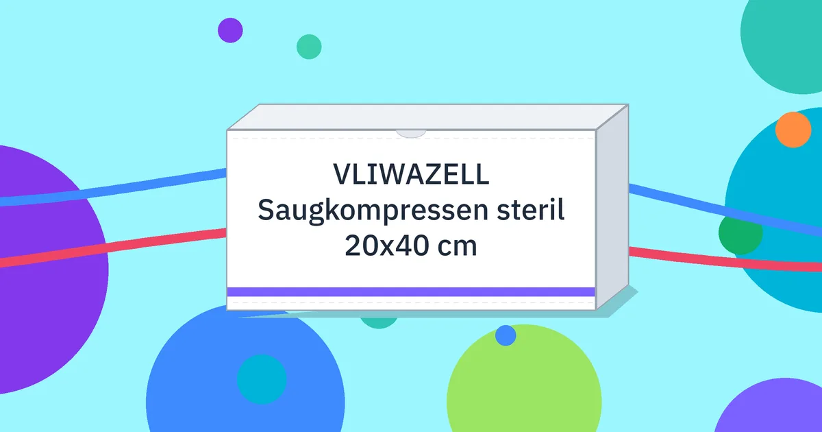 Symbolbild: Packung mit der Aufschrift VLIWAZELL Saugkompressen steril 20x40 cm (PZN 20869438) – Verfügbarkeit und Bezug in Apotheken in Frankfurt am Main