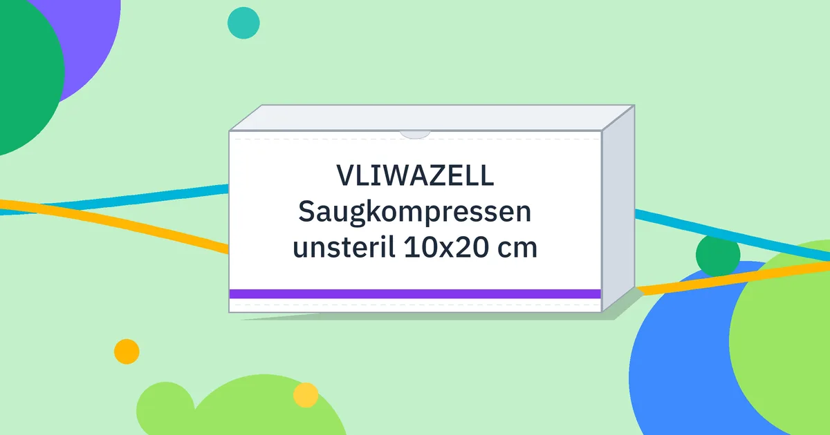 Symbolbild: Packung mit der Aufschrift VLIWAZELL Saugkompressen unsteril 10x20 cm (PZN 19704502) – Verfügbarkeit und Bezug in Apotheken in Frankfurt am Main