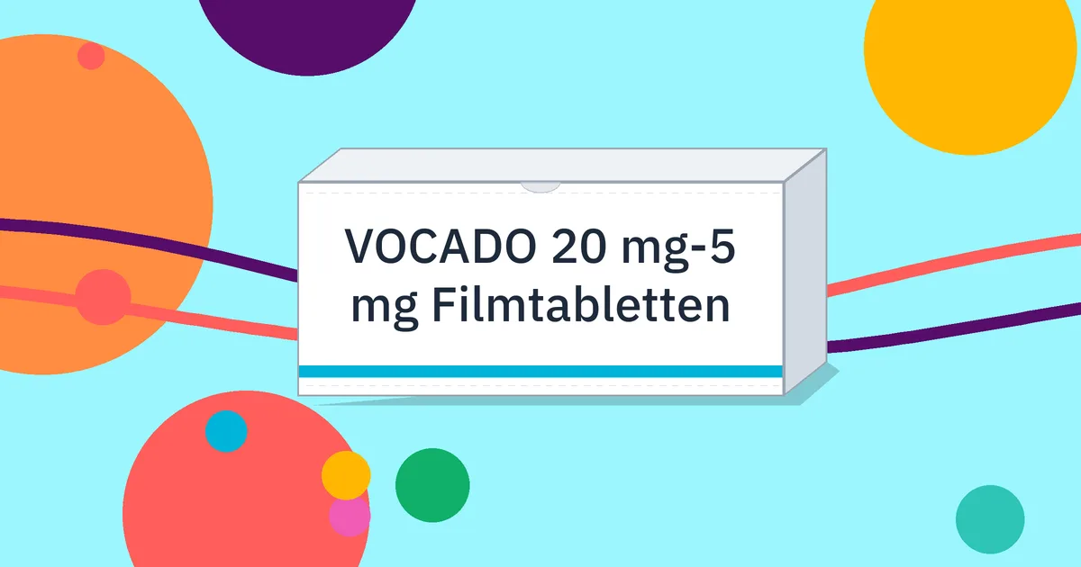Symbolbild: Packung mit der Aufschrift VOCADO 20 mg-5 mg Filmtabletten (PZN 07294163) – Verfügbarkeit und Bezug in Apotheken in Frankfurt am Main