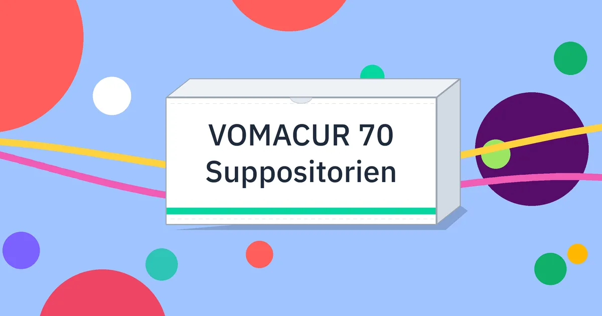 Symbolbild: Packung mit der Aufschrift VOMACUR 70 Suppositorien (PZN 03815228) – Verfügbarkeit und Bezug in Apotheken in Frankfurt am Main