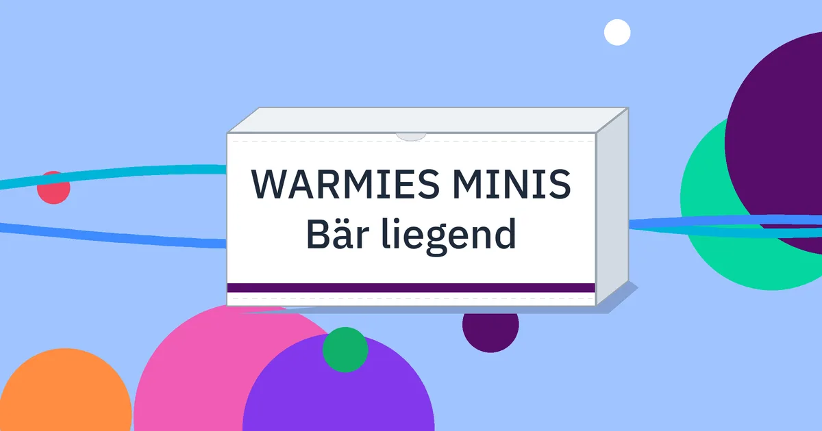 Symbolbild: Packung mit der Aufschrift WARMIES MINIS Bär liegend (PZN 10250583) – Verfügbarkeit und Bezug in Apotheken in Frankfurt am Main