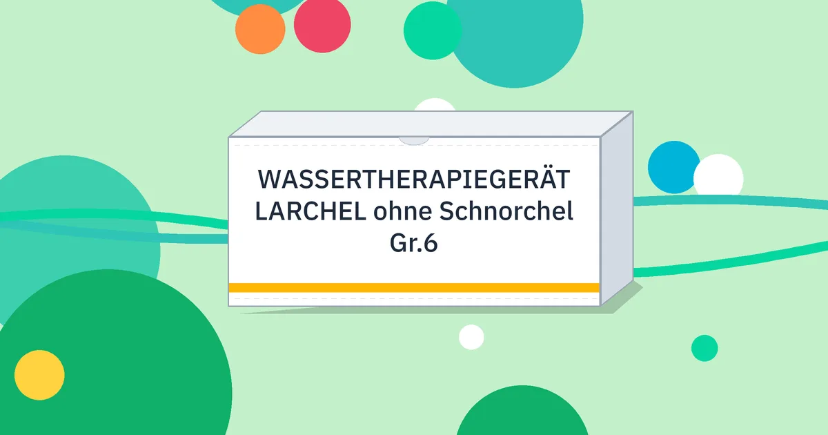 Symbolbild: Packung mit der Aufschrift WASSERTHERAPIEGERÄT LARCHEL ohne Schnorchel Gr.6 (PZN 20228030) – Verfügbarkeit und Bezug in Apotheken in Frankfurt am Main