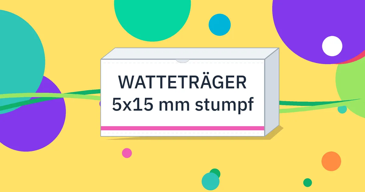 Symbolbild: Packung mit der Aufschrift WATTETRÄGER 5x15 mm stumpf (PZN 02446510) – Verfügbarkeit und Bezug in Apotheken in Frankfurt am Main