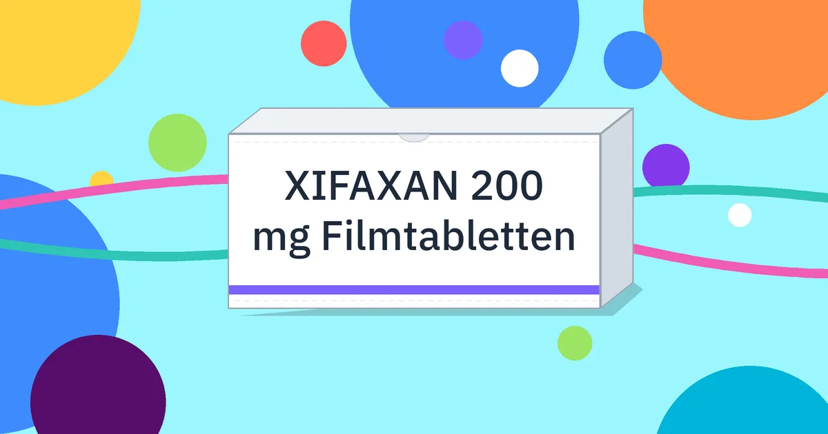 Symbolbild: Packung mit der Aufschrift XIFAXAN 200 mg Filmtabletten (PZN 01169818) – Verfügbarkeit und Bezug in Apotheken in Frankfurt am Main