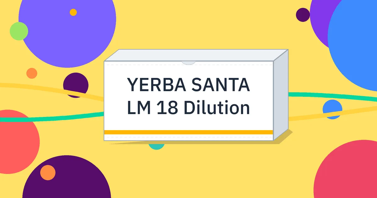 Symbolbild: Packung mit der Aufschrift YERBA SANTA LM 18 Dilution (PZN 13285263) – Verfügbarkeit und Bezug in Apotheken in Frankfurt am Main