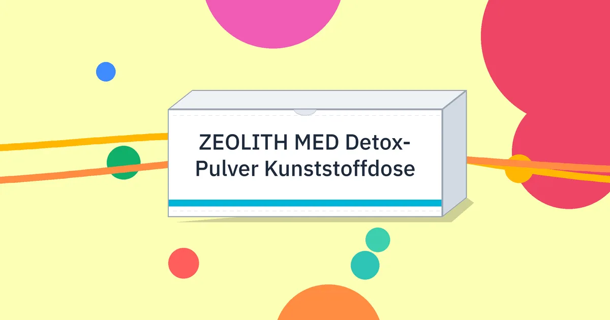 Symbolbild: Packung mit der Aufschrift ZEOLITH MED Detox-Pulver Kunststoffdose (PZN 19160918) – Verfügbarkeit und Bezug in Apotheken in Frankfurt am Main