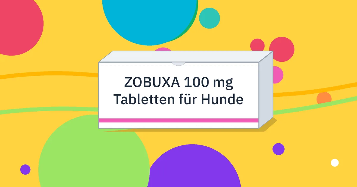 Symbolbild: Packung mit der Aufschrift ZOBUXA 100 mg Tabletten für Hunde (PZN 09309354) – Verfügbarkeit und Bezug in Apotheken in Frankfurt am Main
