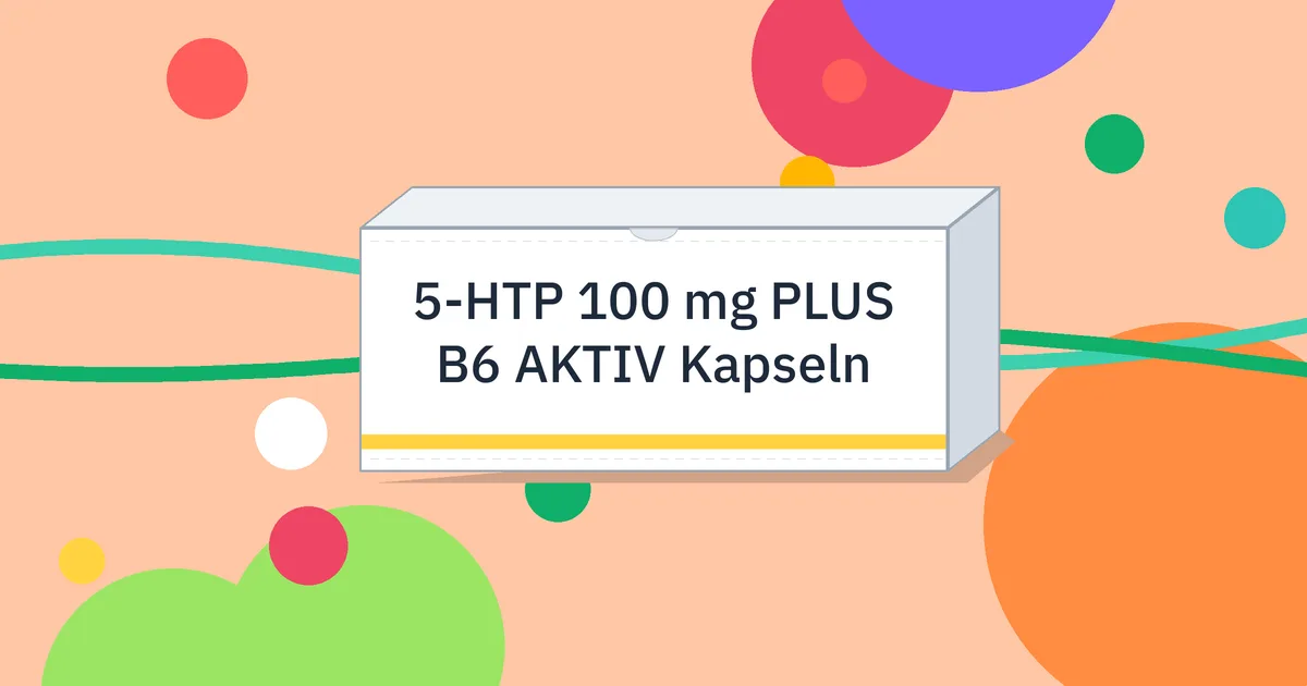 Symbolbild: Packung mit der Aufschrift 5-HTP 100 mg PLUS B6 AKTIV Kapseln (PZN 18362229) – Verfügbarkeit und Bezug in Apotheken in Frankfurt am Main